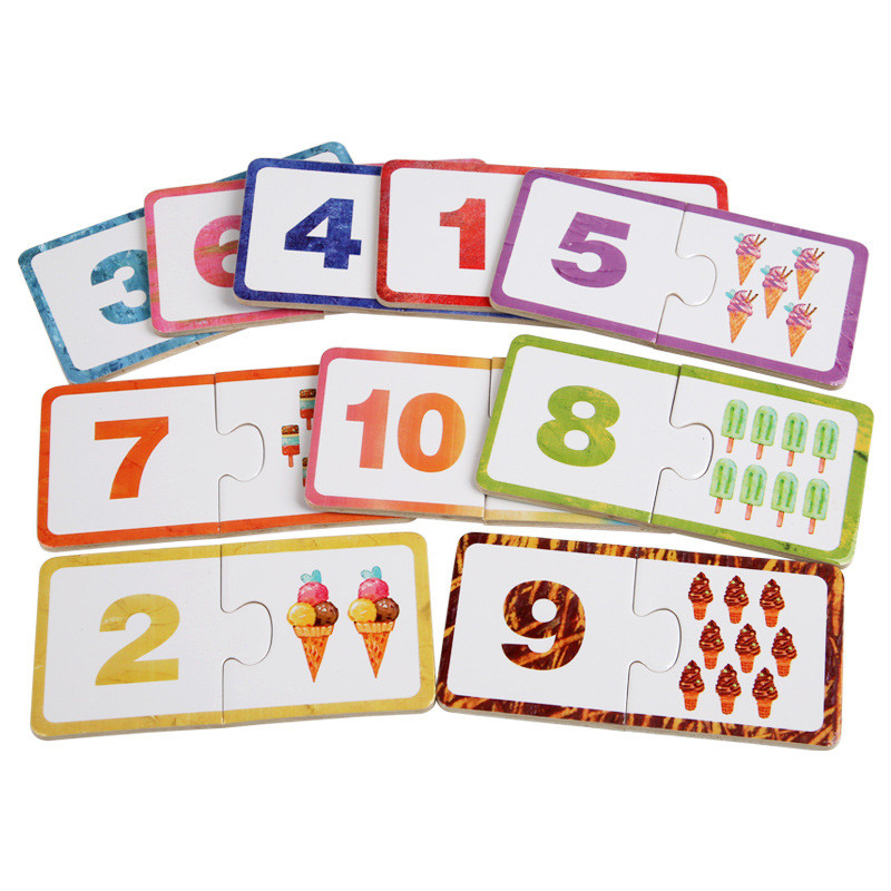 [Newfword] Wooden Number Matching Puzzle Toys Montessori Early ...