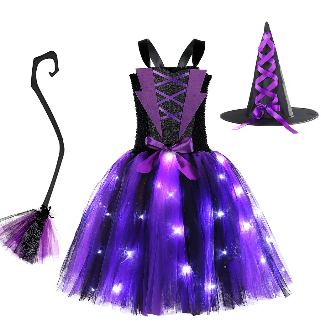 Halloween Magic Witch Luminous Skirt Children's Performance Costume ...