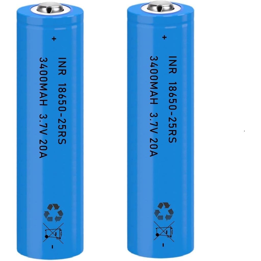 18650 Battery 3.7 Volt 2 Packs 18650 Button Top Battery 3400mAh 18650 ...