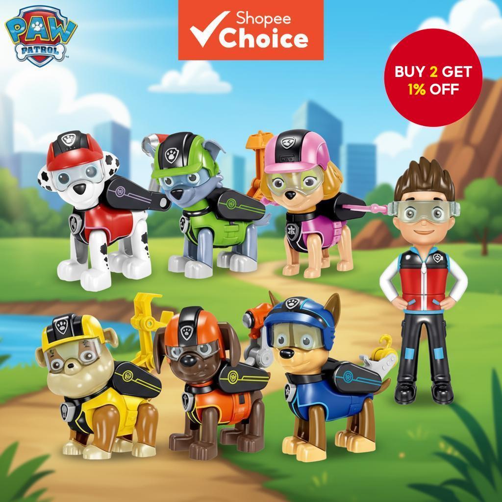 7/8pcs Paw Patrol Ryder Skye Transformation Action Figures Toy Model ...