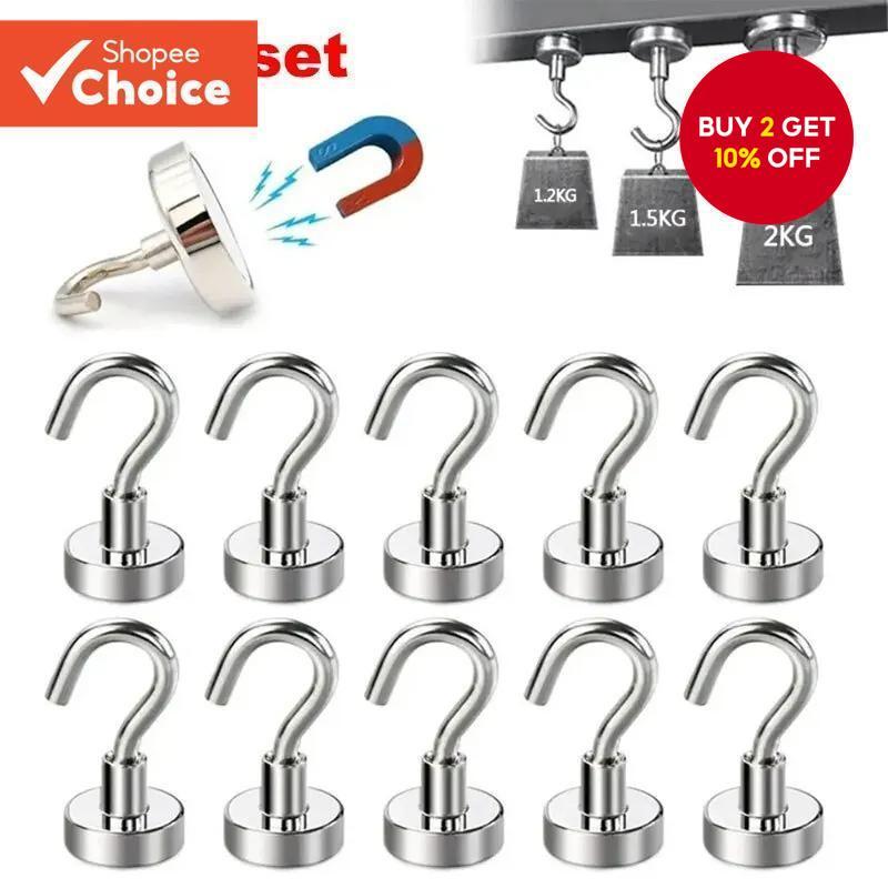 10 Pcs Strong Magnetic Hooks - Multi-Purpose Load-Bearing Storage for ...