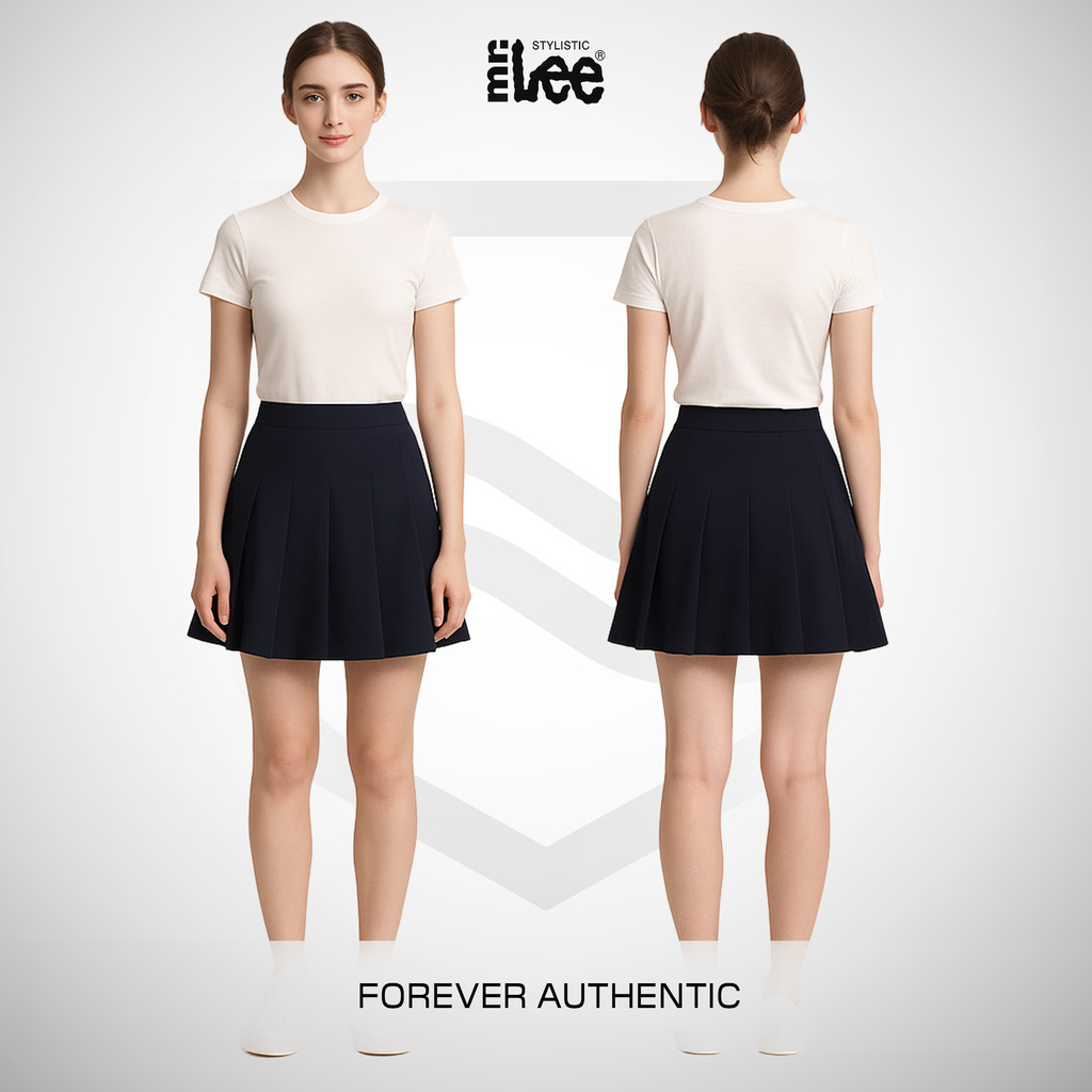 Stylistic Mr. Lee Ladies Basic Non-Denim Pleated Skirt 182990 (Navy ...