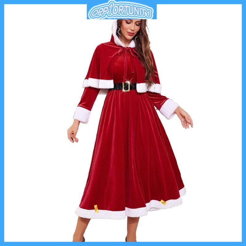 OPP Christmas Dresses For Women Santa Costume With Removable Hooded ...