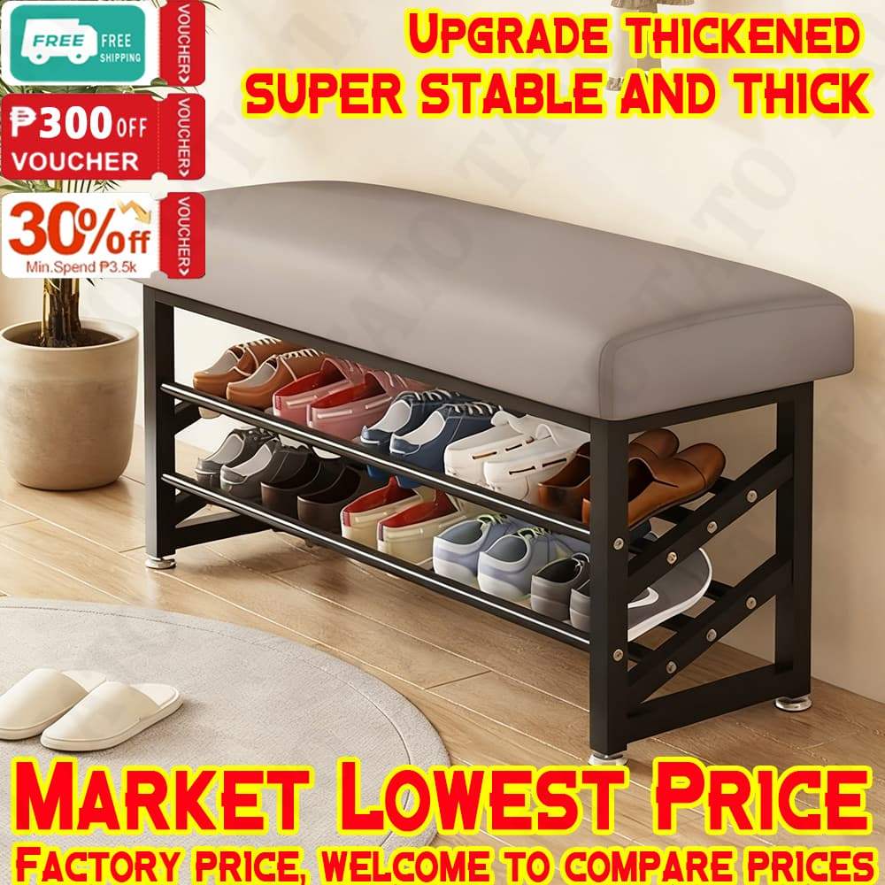 Shoe Bench Rack With Soft Cushion Shoe Changing Bench Storage For Home ...