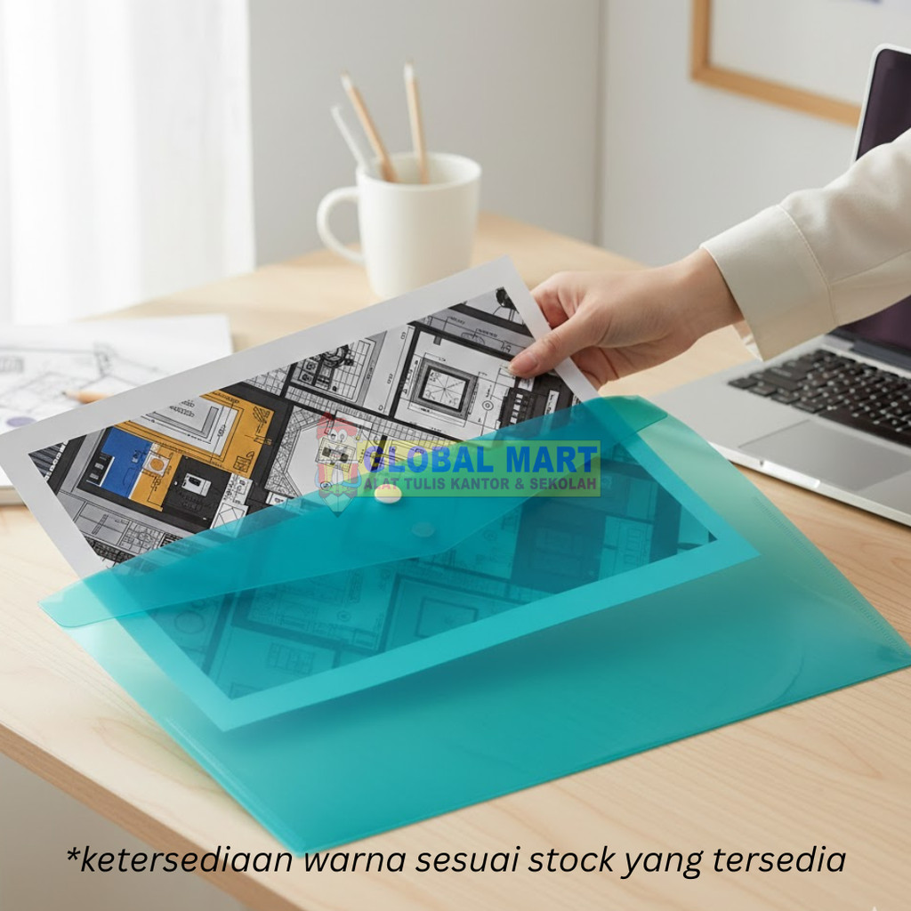 Transparent A3 Size 1 Button Plastic Folder – Mix Color | Document ...