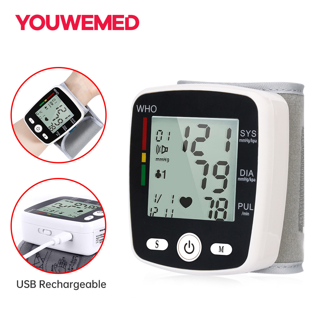 USB Rechargeable Wrist Blood Pressure Monitor FDA Approved English ...