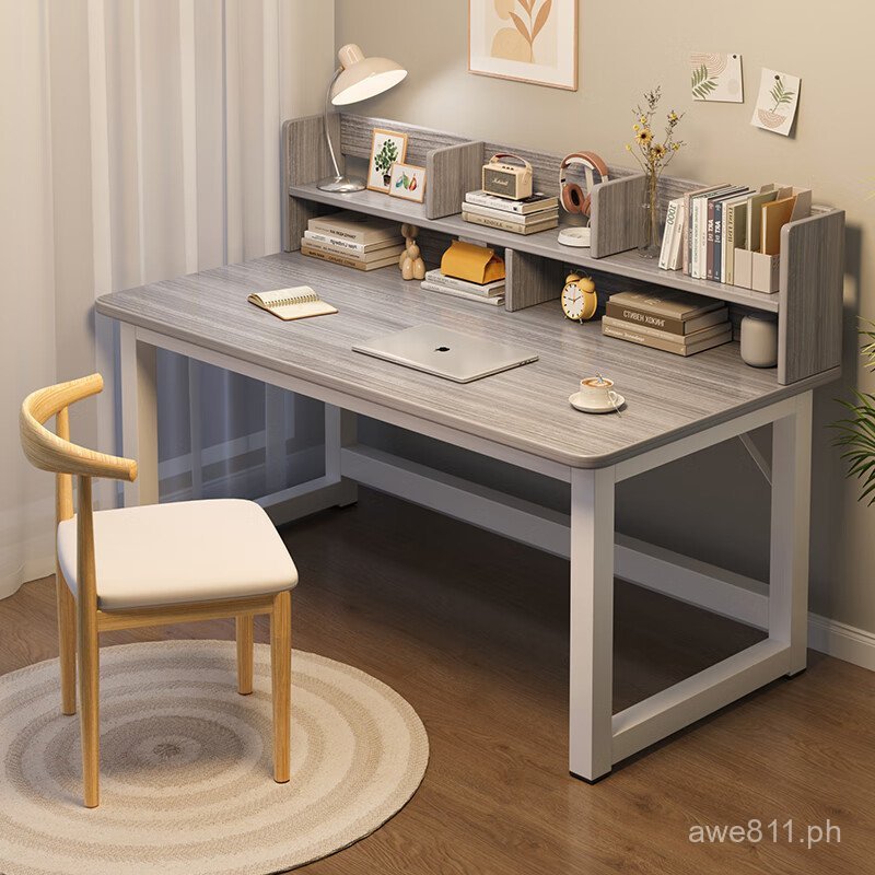 Desk Office Study Desk Bedroom Integrated Desk with Bookshelf Computer ...