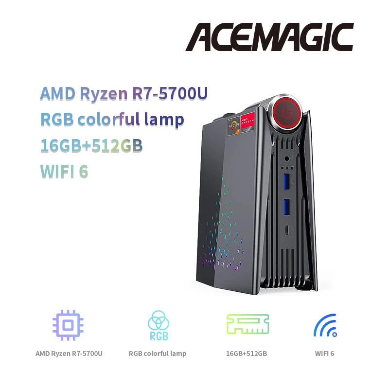 Mini Pc Amd Ryzen 7 5700u Ddr4 16g Ssd512gb Windows 11pro Rgb Colorful ...