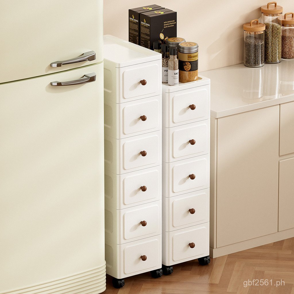 23cm Wheeled Plastic Gap Organizer Cabinet Drawer-Type Open-Door Small ...