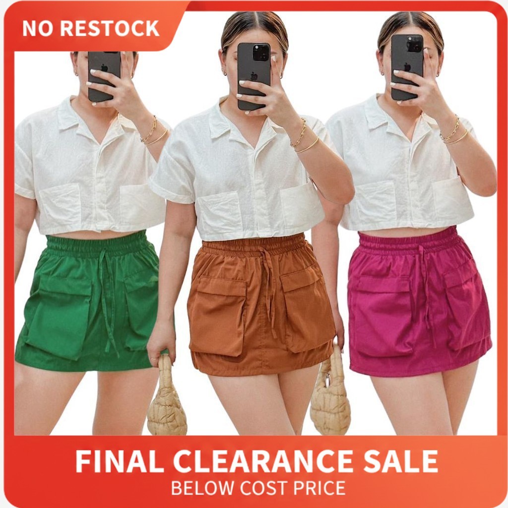 ZEALO Emelia Coordinates Collar Button Up Crop Top and Cargo Skirt ...