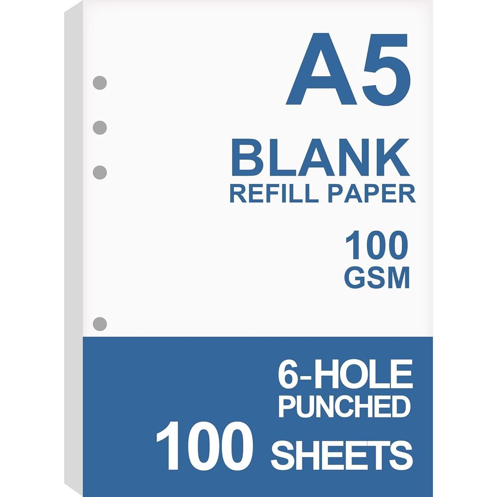 A5 Blank Paper, Refills for Filofax Planner, Organizer, Binders, 6 Hole ...