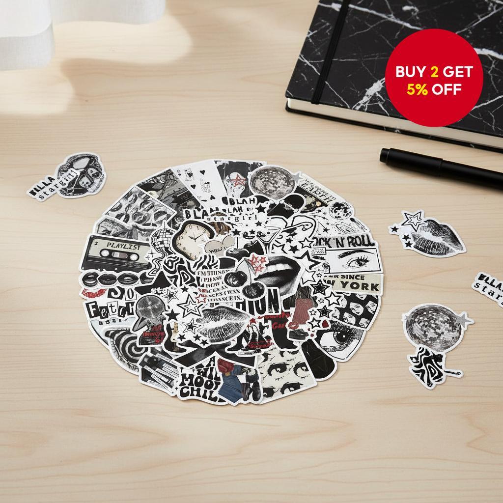 50 Cyber Neon Sticker Set - Retro-Futuristic Graffiti Tags for Guitars ...
