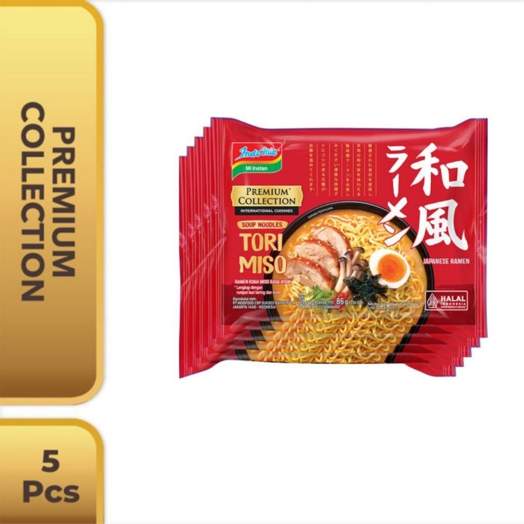 Indomie Tori Miso Ramen Miso Sauce Chicken Flavor (1Pack isi 5bks X 86g ...