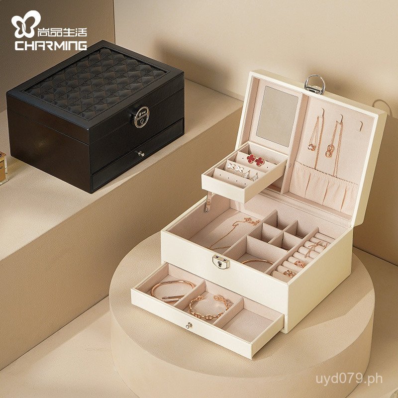 Pull-out Multi-layer Simple Storage Box Leather Trade Jewelry ...