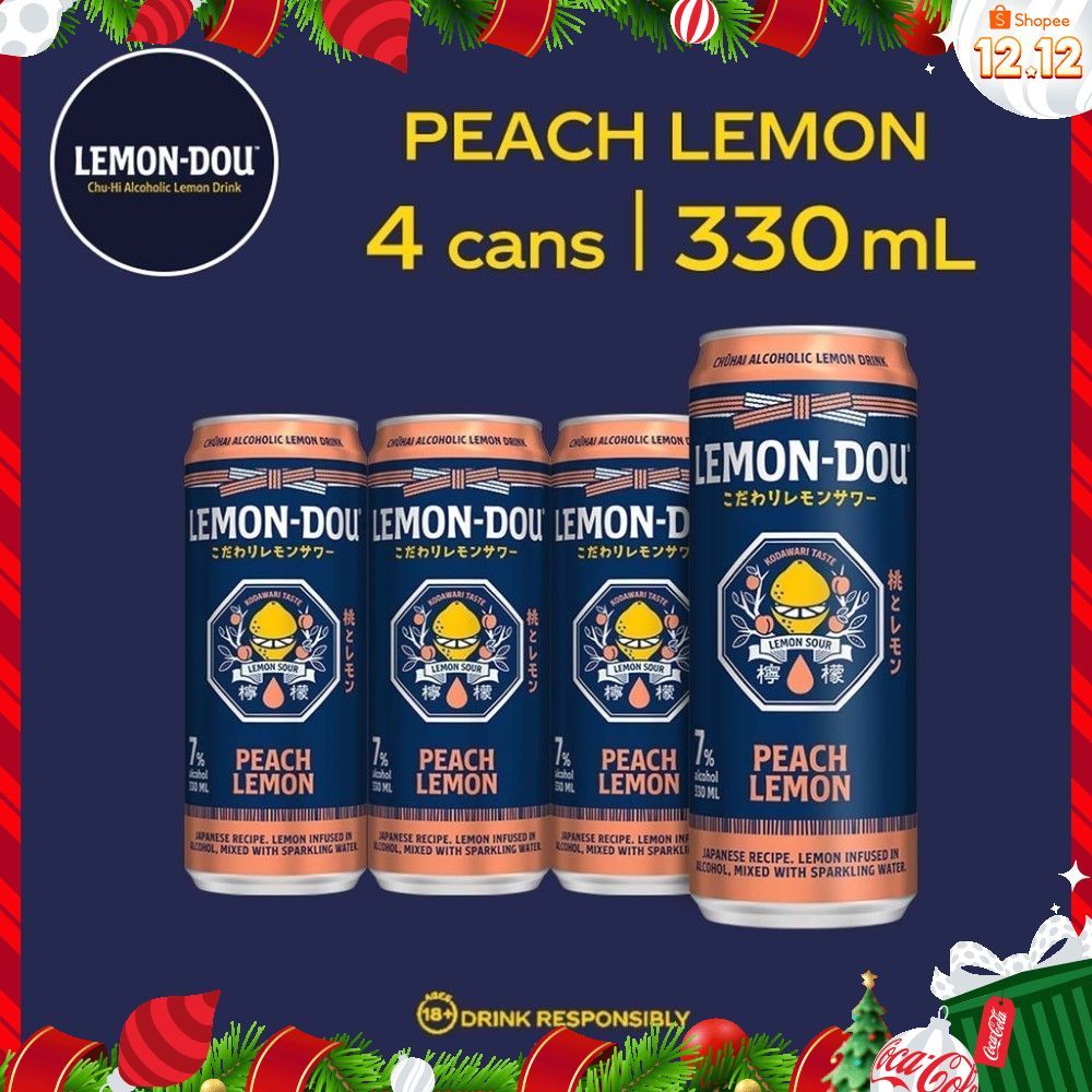 Lemon-Dou Peach Lemon 330mL 7% Alcohol Chu-hi - Pack of 4 | Shopee ...