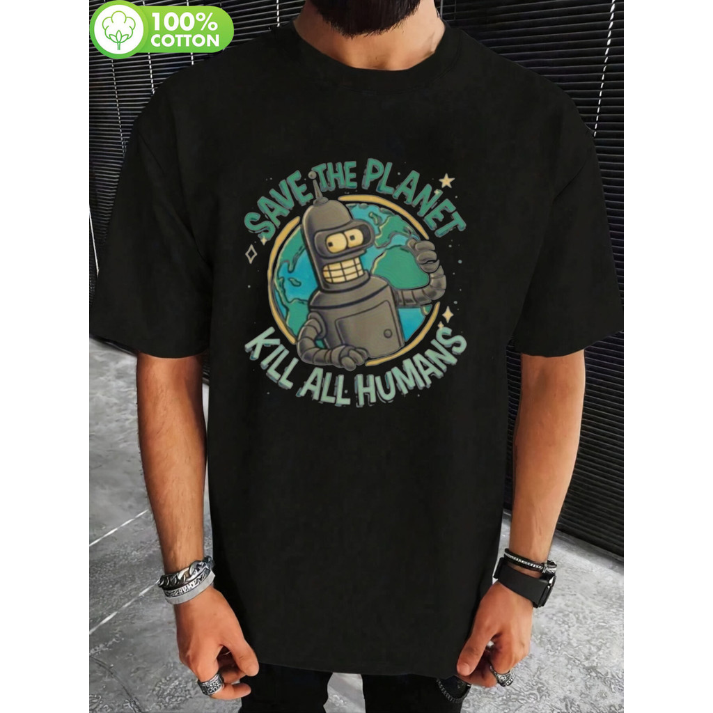 Men'S Futurama-Inspired T-Shirt - "Save the Planet Kill All Humans ...