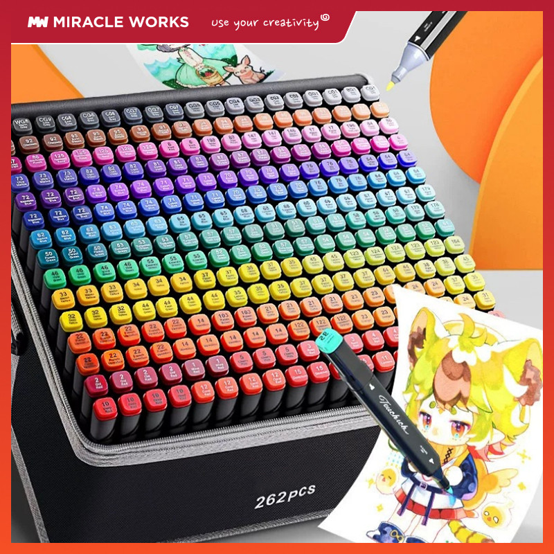 60/80/100/120/168/204/262 Colors Touch Marker Pen Set Alcohol Markers ...