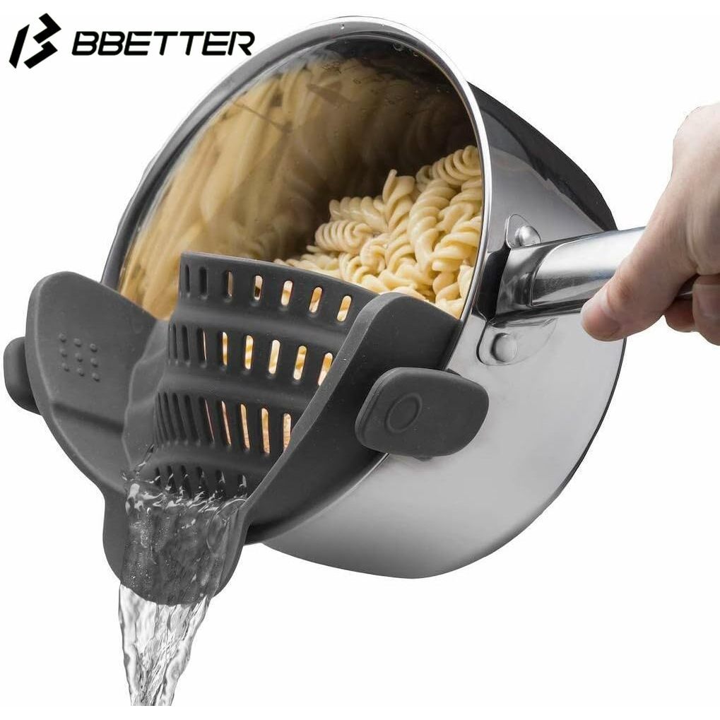 New Wide Mouth Silicone Clip On Strainer for Pots Pans Pasta Food ...
