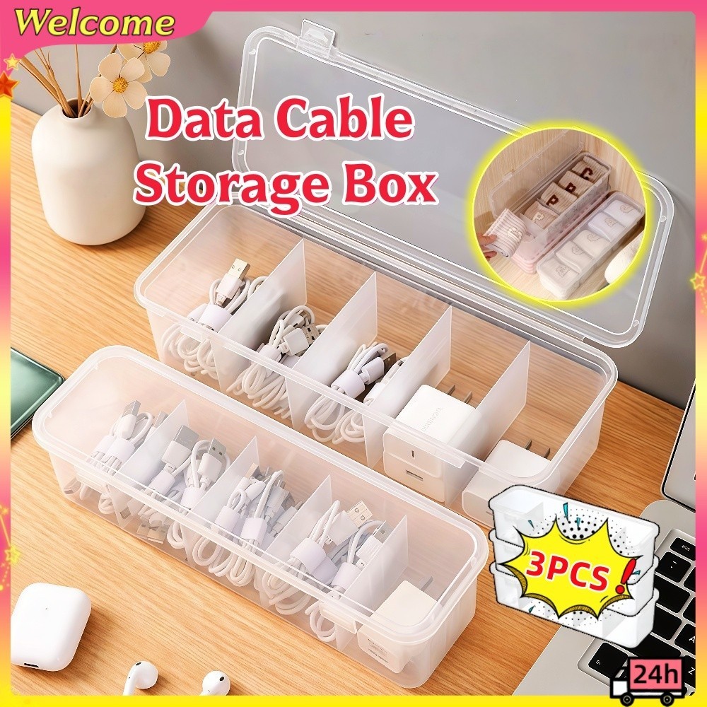 Data Cable Storage Box Desktop Organizer Medicine Multifunction Charger ...