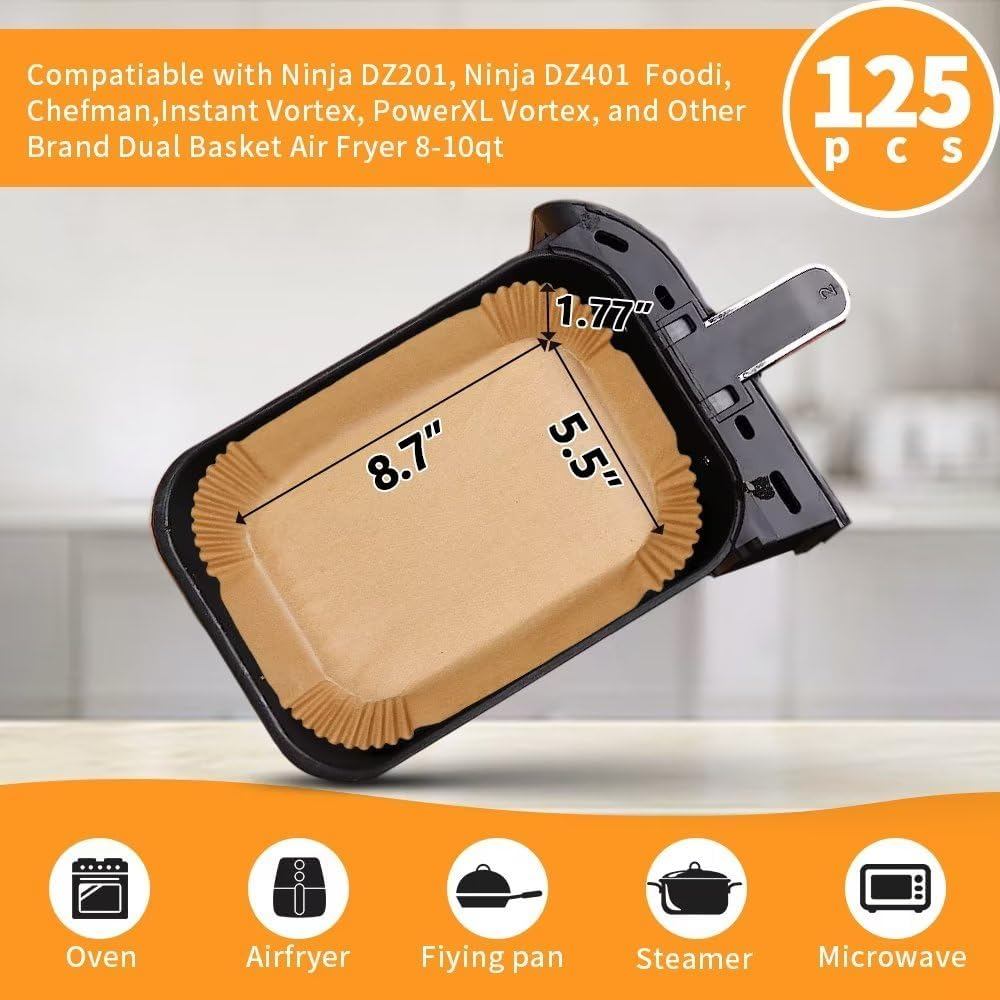 Air Fryer Liners Disposable for Ninja Airfryer: 125pcs 8.7x5.5 ...