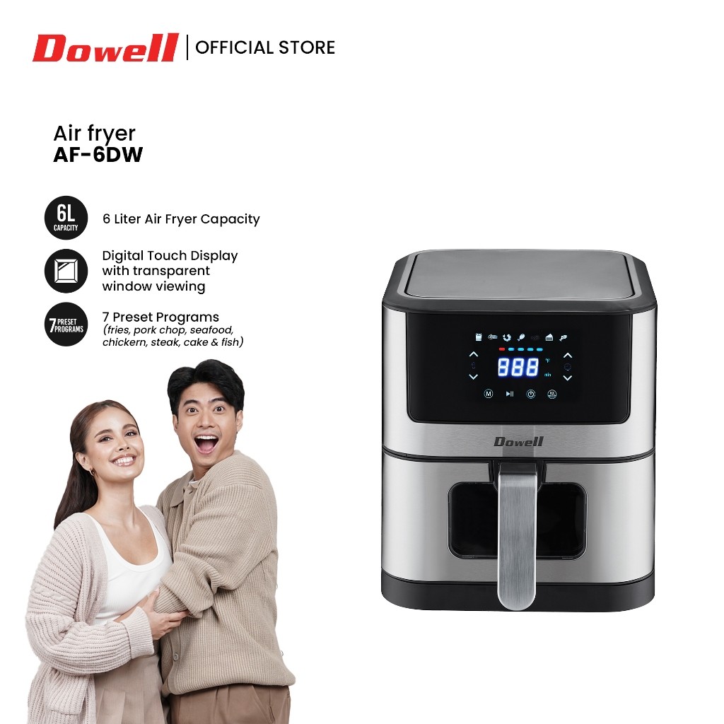 Dowell Air Fryer I 6 Liter Digital Touch Transparent Window AF-6DW ...
