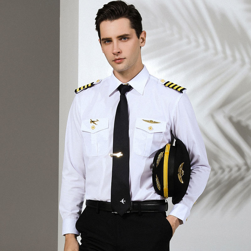 Pilot Captain Uniform Overalls Shirt Male Captain Uniform Pilot Shirt ...
