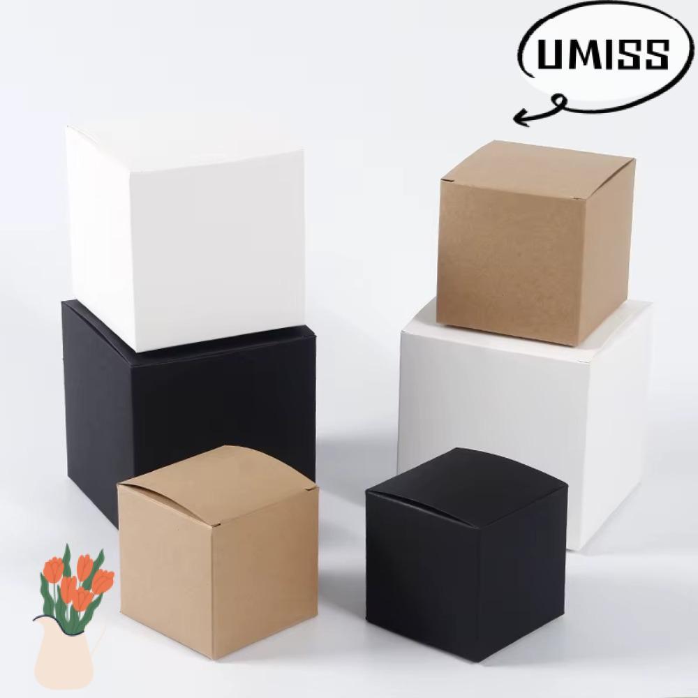 UMISS 10Pcs Gift Packaging Box, Kraft Paper Folding Candy Box, Square Small Multi Size DIY ...