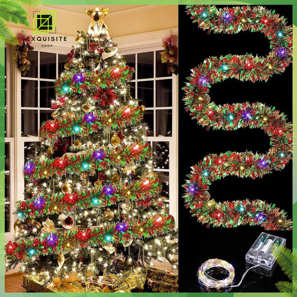 16.4Ft Christmas Garland Lighted Xmas Garland with LED Lights Battery ...