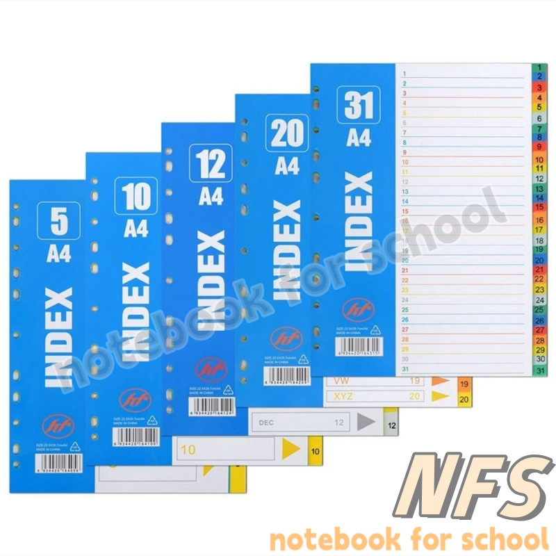 NFS A4 Index Separator 12 Pages Numbers Loose-leaf Dividers Multi ...
