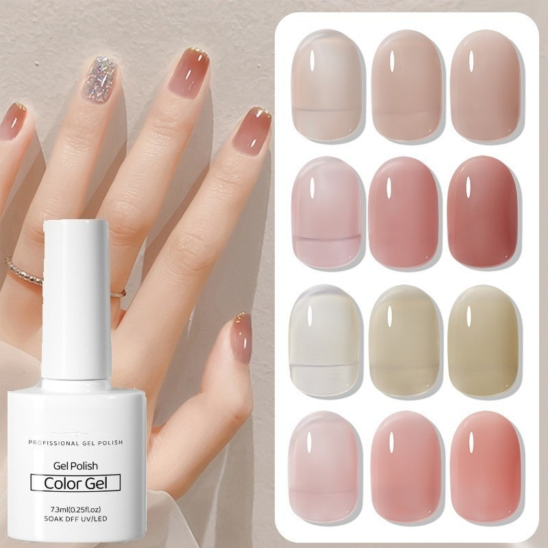 7.3ml Gel Nail Polish Ice Transparent Apricot Nail Polish Gel Nail Art ...