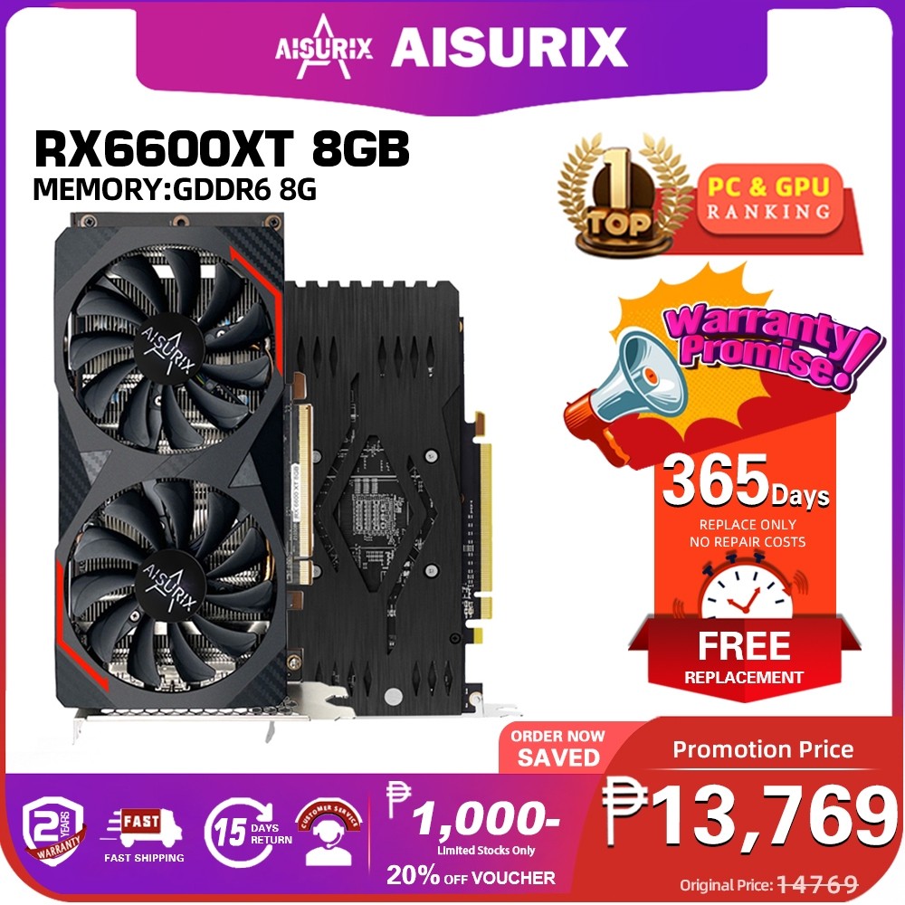 AISURIX RX6600XT Graphics Card AMD RX 6600xt 8GB GDDR6 128Bit Video ...
