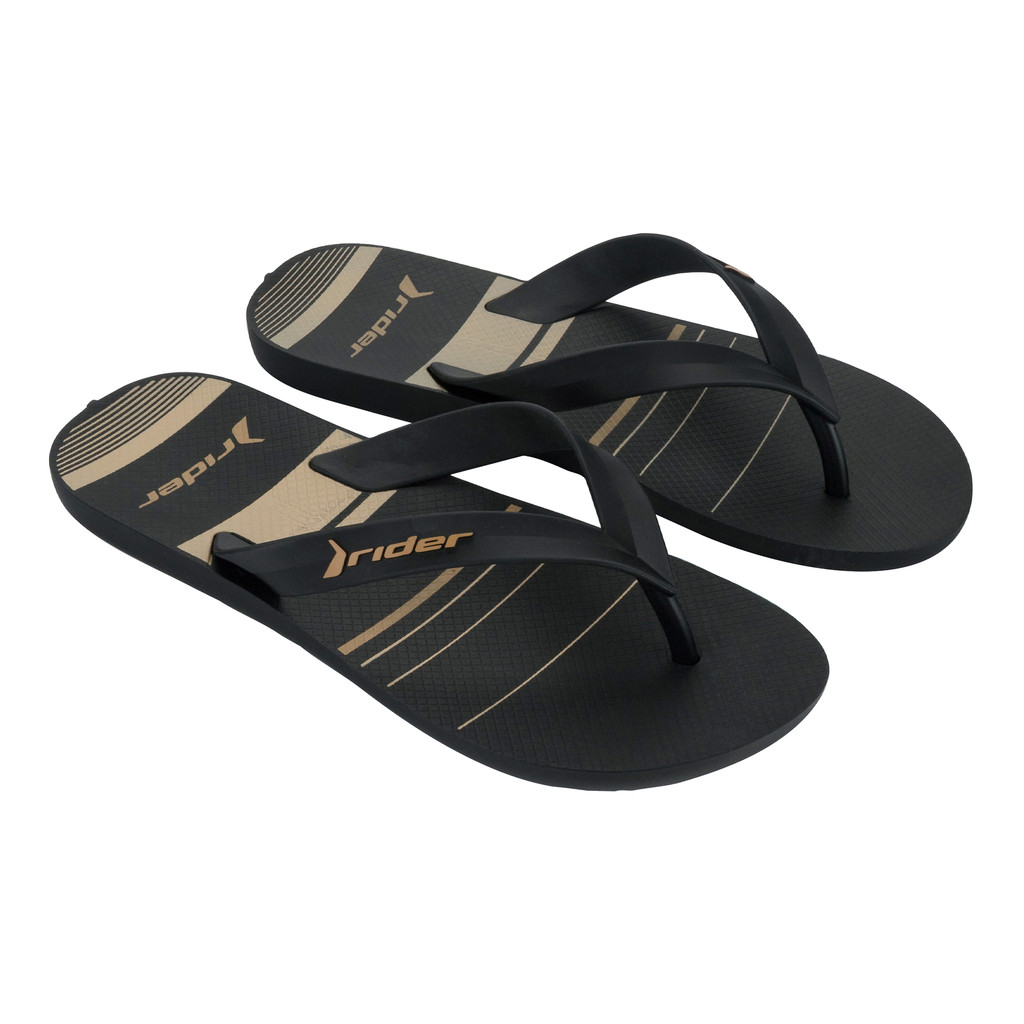 Rider Feel Urban Thong Black/Black/Beige Comfortable Slippers for Mens ...