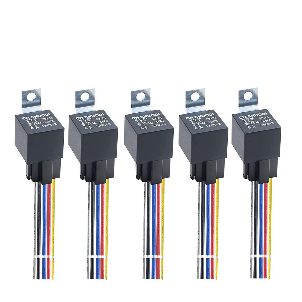 5 Pack 5 PIN 12V Relay with Harness 40/30 AMP Car Relays Automotive ...