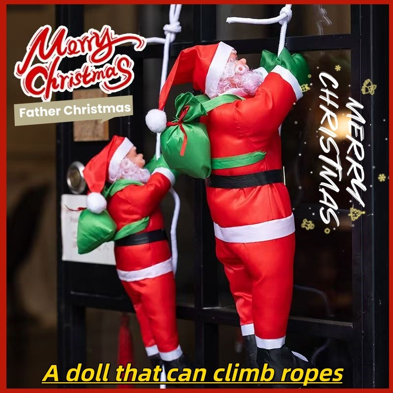 Christmas present Climbing Santa Claus Figurine Music Electric Climbing ...
