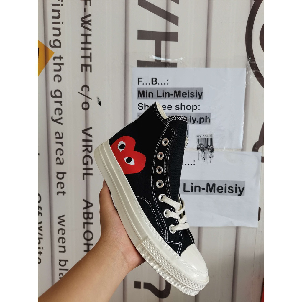 CDG PLAY x Converse 1970S ONE HEART black hi cut ,men women canvas ...