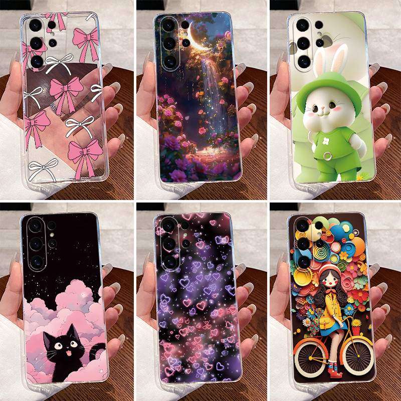 Case For Samsung S25 Ultra / S24Ultra Clear Luxury Cute Love Rabbit ...