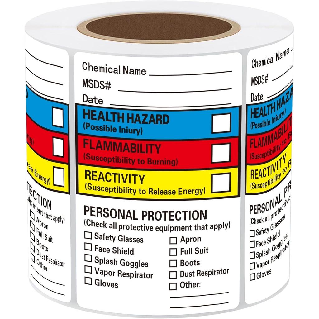 SDS Stickers/MSDS Stickers for Chemical Safty Data 2 X 3 Inches ...