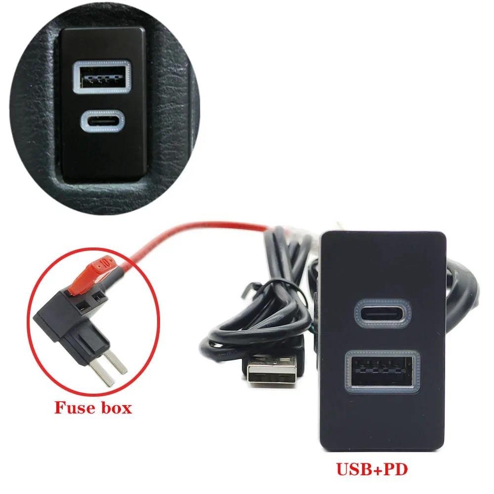 Car Dual USB C PD Ports QC3.0 12V Cigarette Lighter Socket Quick ...