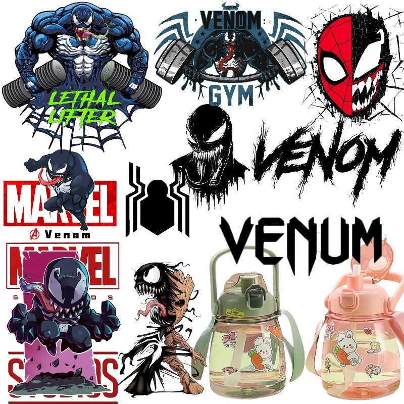 Venom series cartoon cold hot stickers DIY crystal glue UV transfer ...
