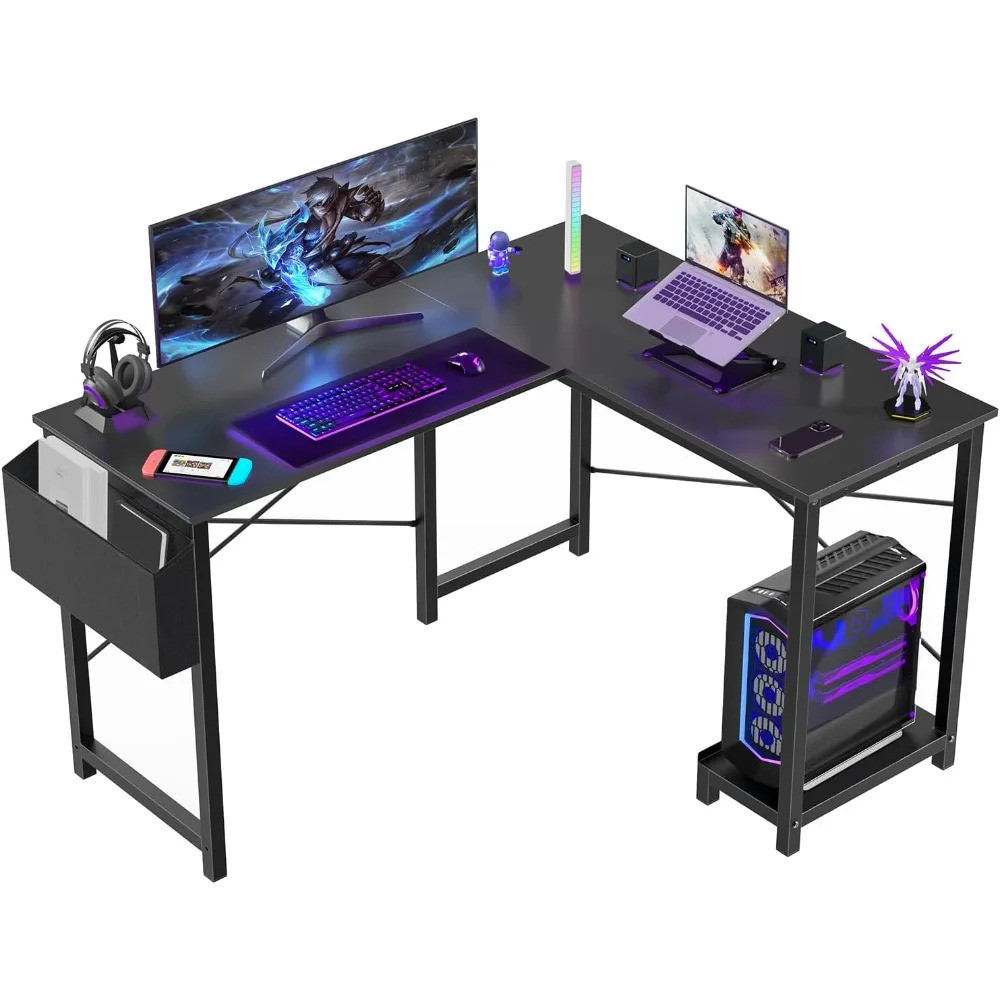 L Shaped Desk - Computer Desk Corner Desks Gaming Desk Pc Table With Cpu Stand Side Bag For Home ...