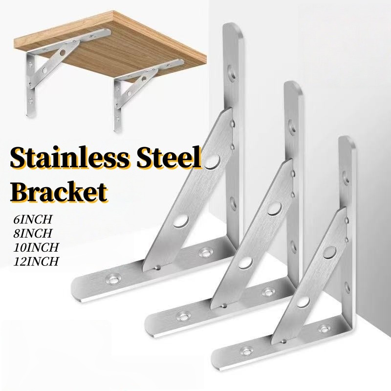 2Pcs Wall Triangle Bracket Angle Stainless Steel Heavy Duty Shelf ...