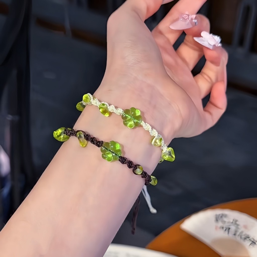 Good Luck Four Leaf Clover Braided Bracelet Gift Couple Bracelet Gift ...