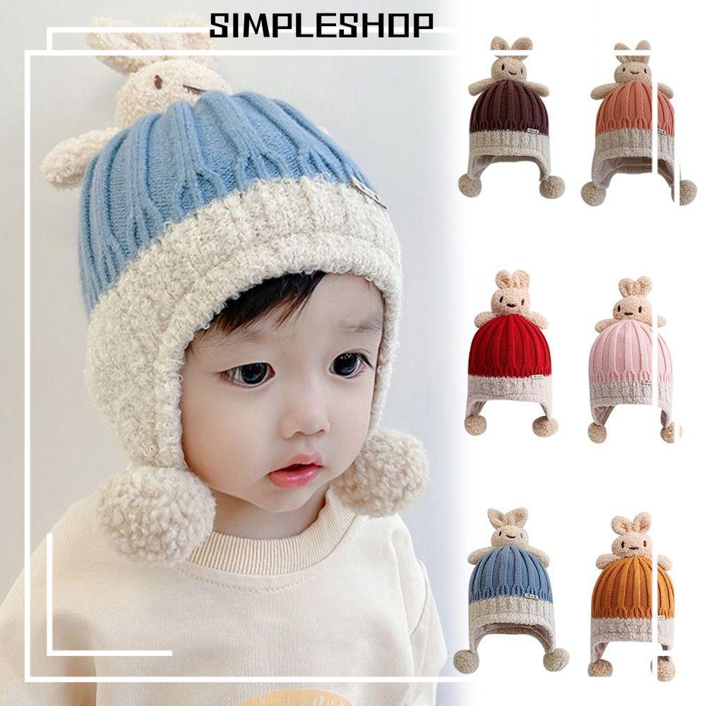 SIMPLESHOP Ear Protection Hat, Thick Soft Kids Knitted Beanies, Cartoon Ear Warmer Pullover Hat ...