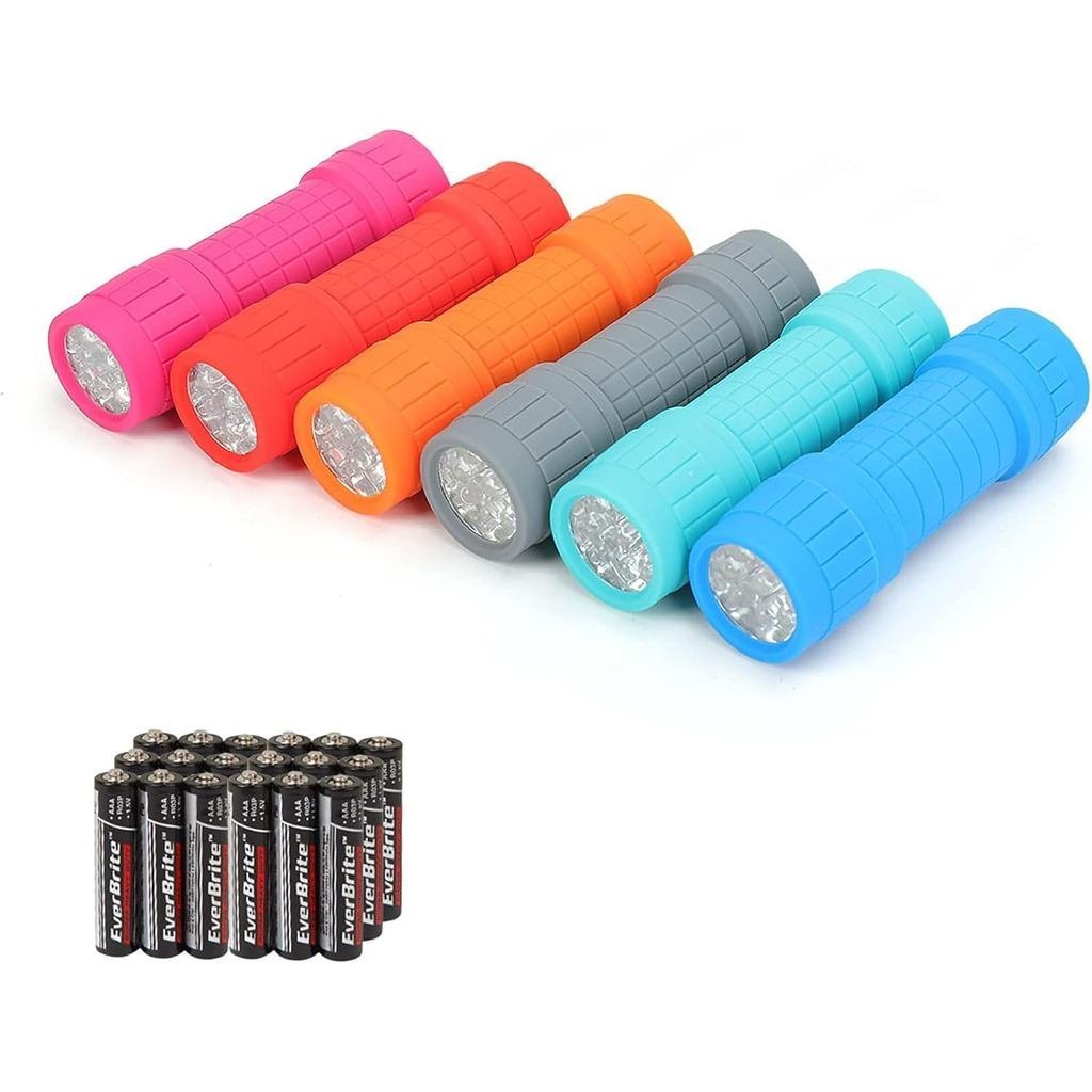 EverBrite 9-LED Flashlight 6-Pack Impact Handheld Torch Assorted Colors ...
