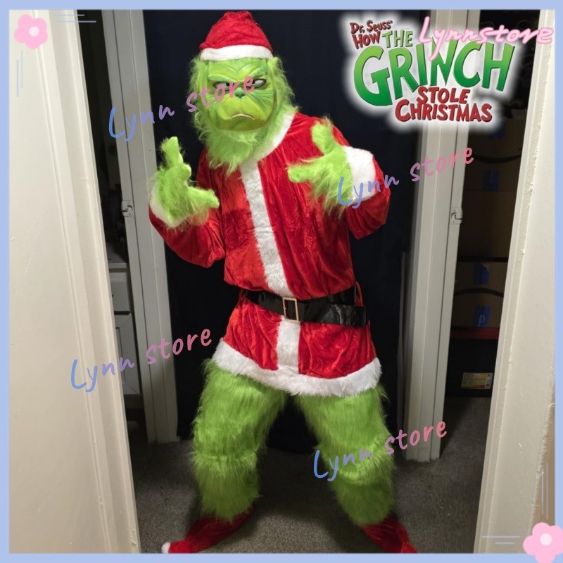 Christmas Cosplay Costumes The Grinch Green Hair Monster Clothes Mask ...