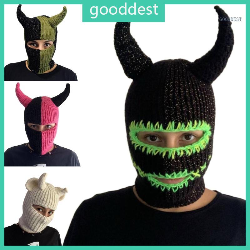 GOO Funny Horn Balaclava Cap for Women Men Adult Halloween Face Beanie ...