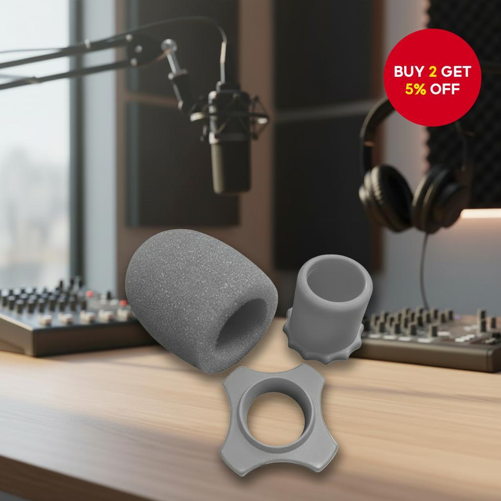 Microphone Cover Foam Soft Silicone Case Anti-Slip Base Non-Skid Ring ...