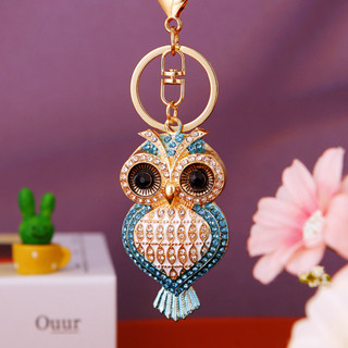 Diamond-encrusted Owl Bag Pendant Cute Metal Key Chain Ring Charm ...