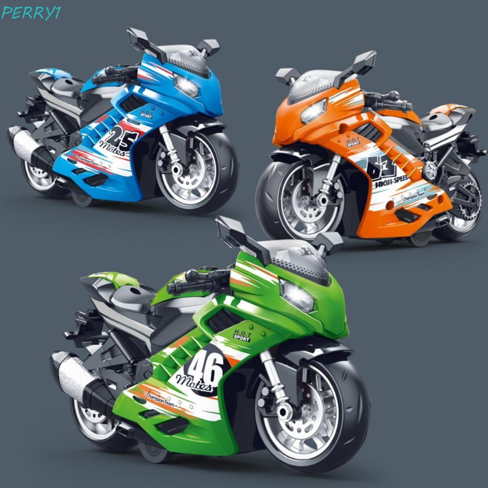 PERRY Motorcycle Racing Toy, Music Lights Simulation Motorcycle Toy ...