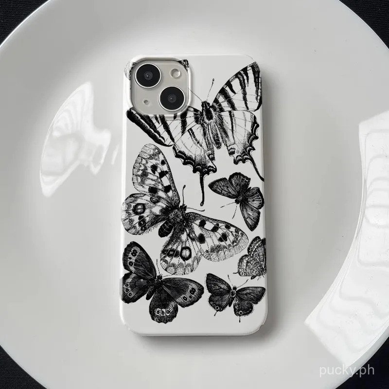 Graffiti Phone Case Black and White Butterfly Minimalist Retro Art ...